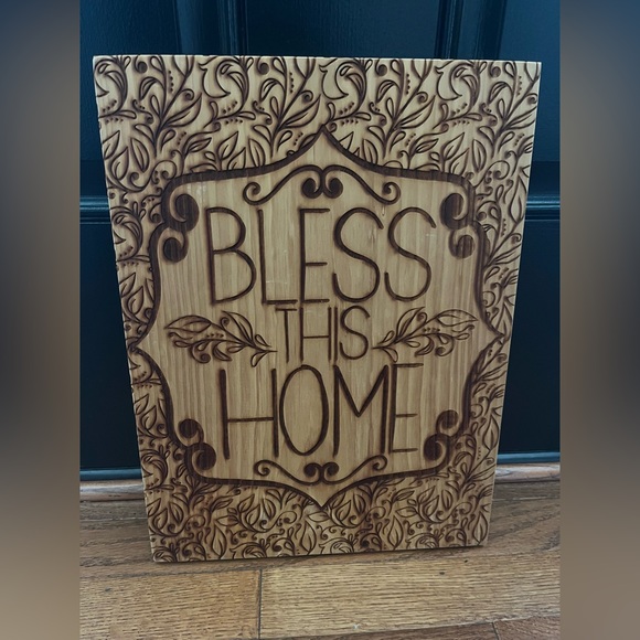 Wall Decor | Real Wood Laser Carved Stained By Me Bless This Home Sign ...